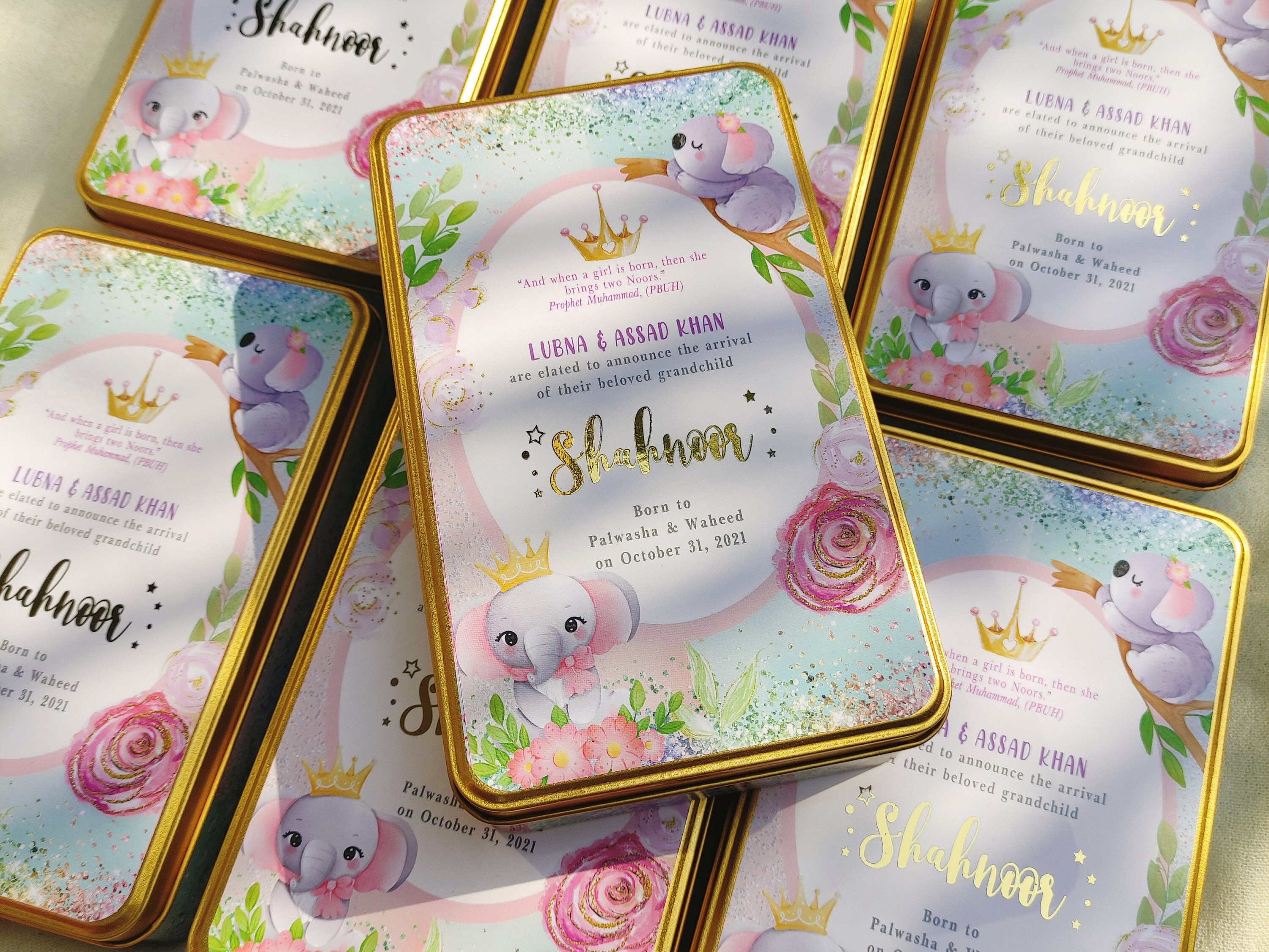 Custom Mithai Box, Personalized Baby Favor Box, Indian Sweet Box, Tin ...