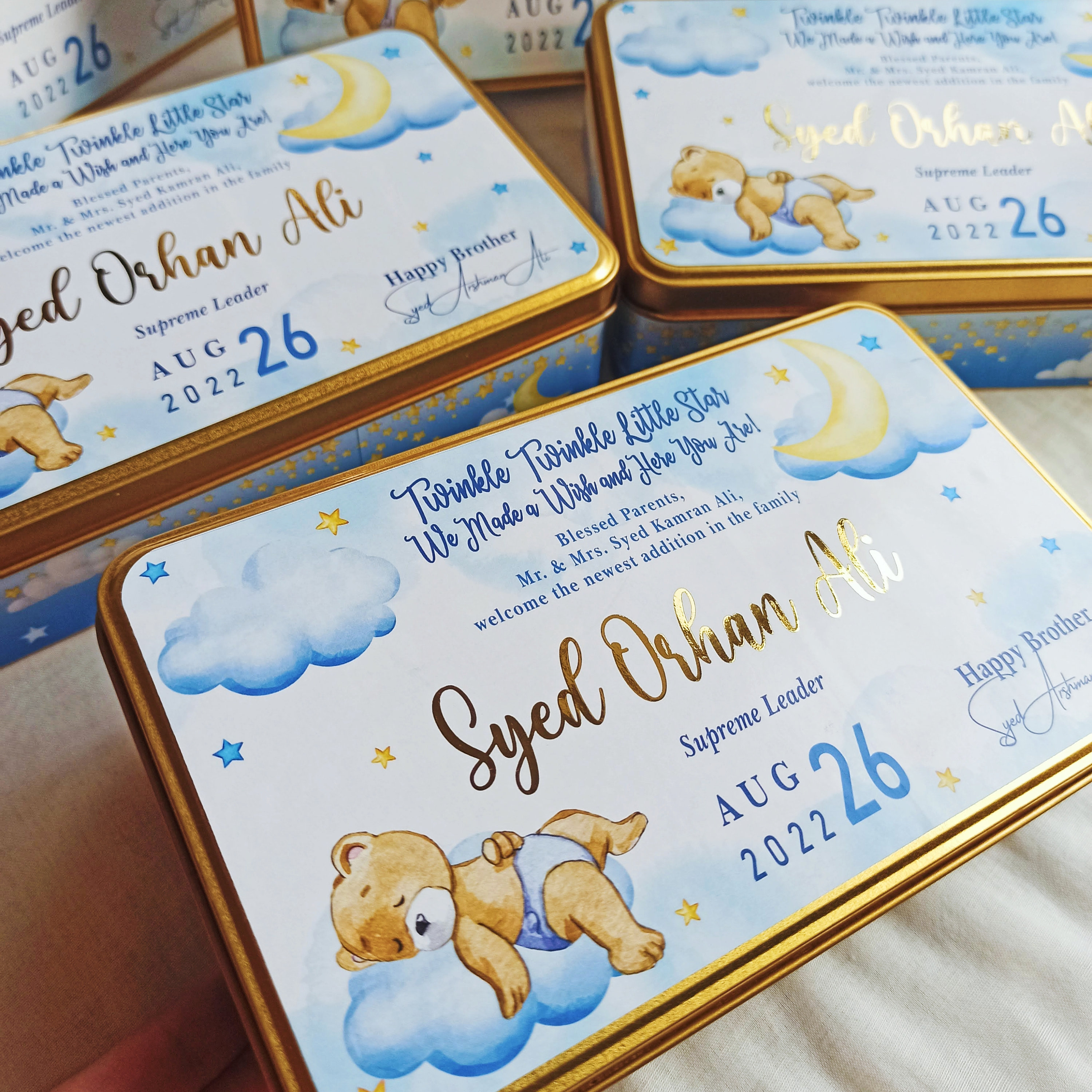 Custom Mithai Box, Personalized Baby Favor Box, Indian Sweet Box, Tin ...