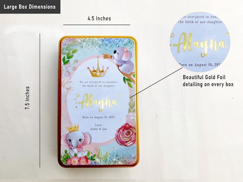Custom Mithai Box, Personalized Baby Favor Box, Indian Sweet Box, Tin ...