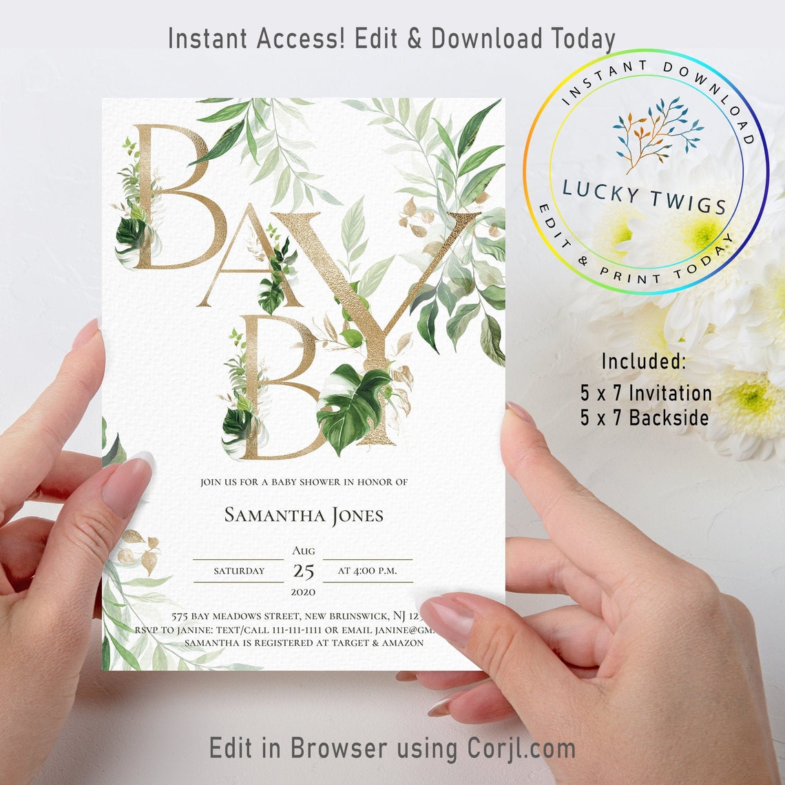 Greenery Baby Shower Invitation Green Baby Shower Boy Baby - Etsy Nederland