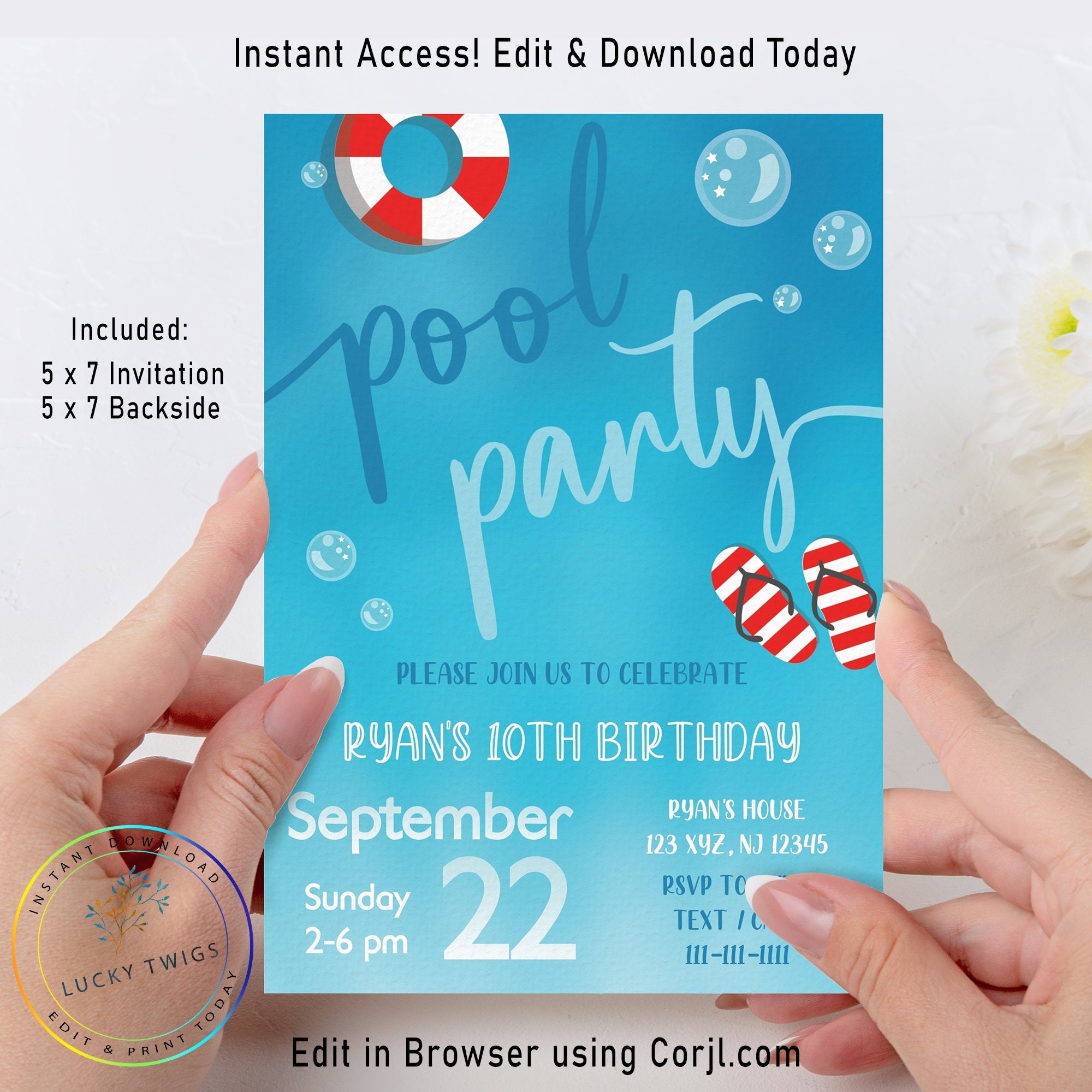 Pool Party Invitation, Swimming Invitation, Summer Birthday Invitation ...