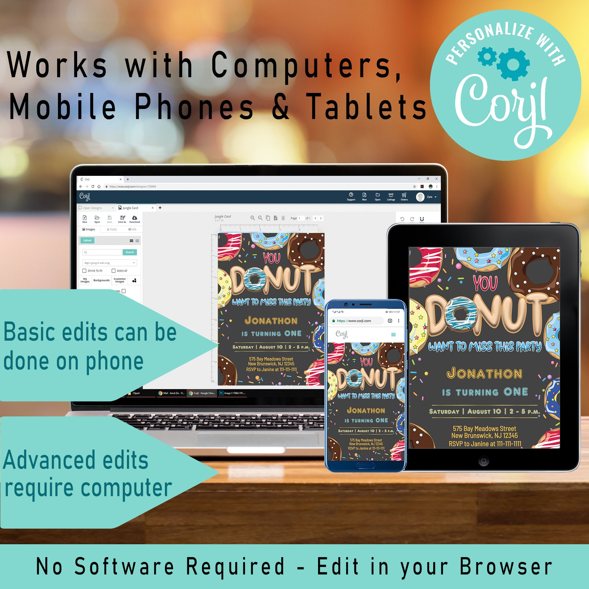 Editable Donut Birthday Invitation, Boy Birthday Invite, Any Age Donut ...