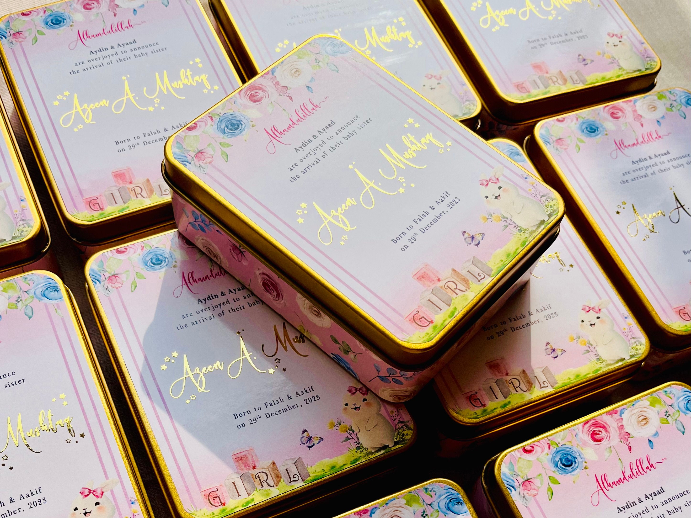 Custom Mithai Box, Personalized Baby Favor Box, Indian Sweet Box, Tin ...