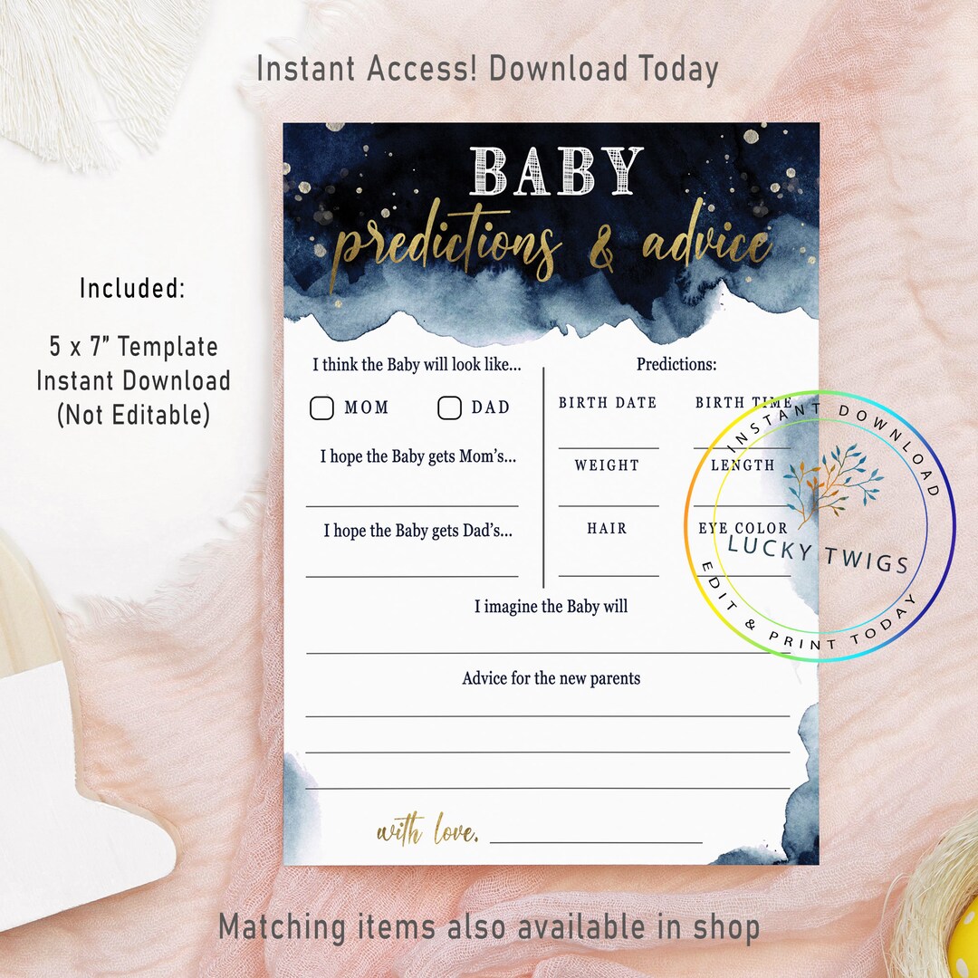 Baby Predictions and Advice, Printable Baby Shower Game, Twinkle ...