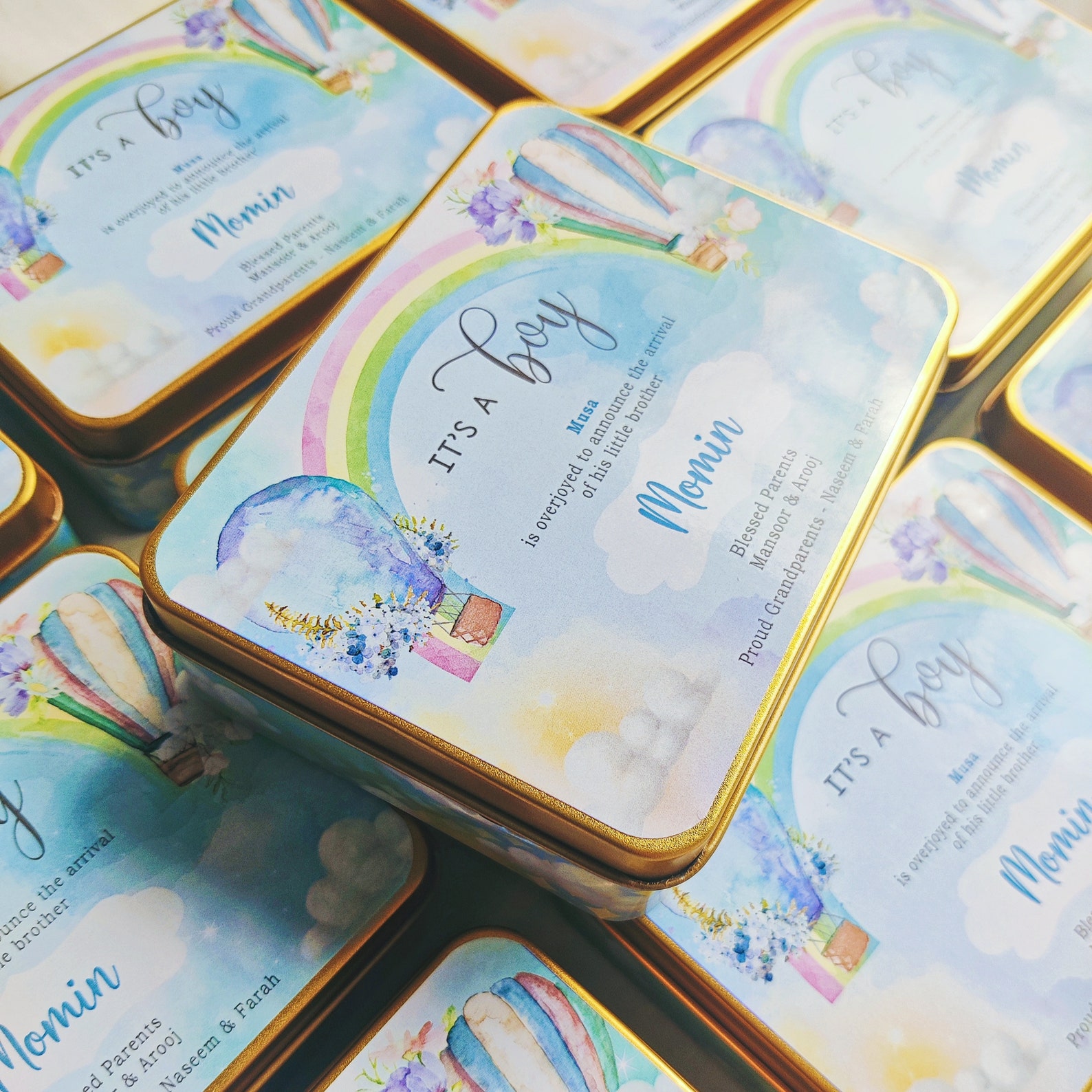 Custom Mithai Box, Personalized Baby Favor Box, Indian Sweet Box, Tin ...