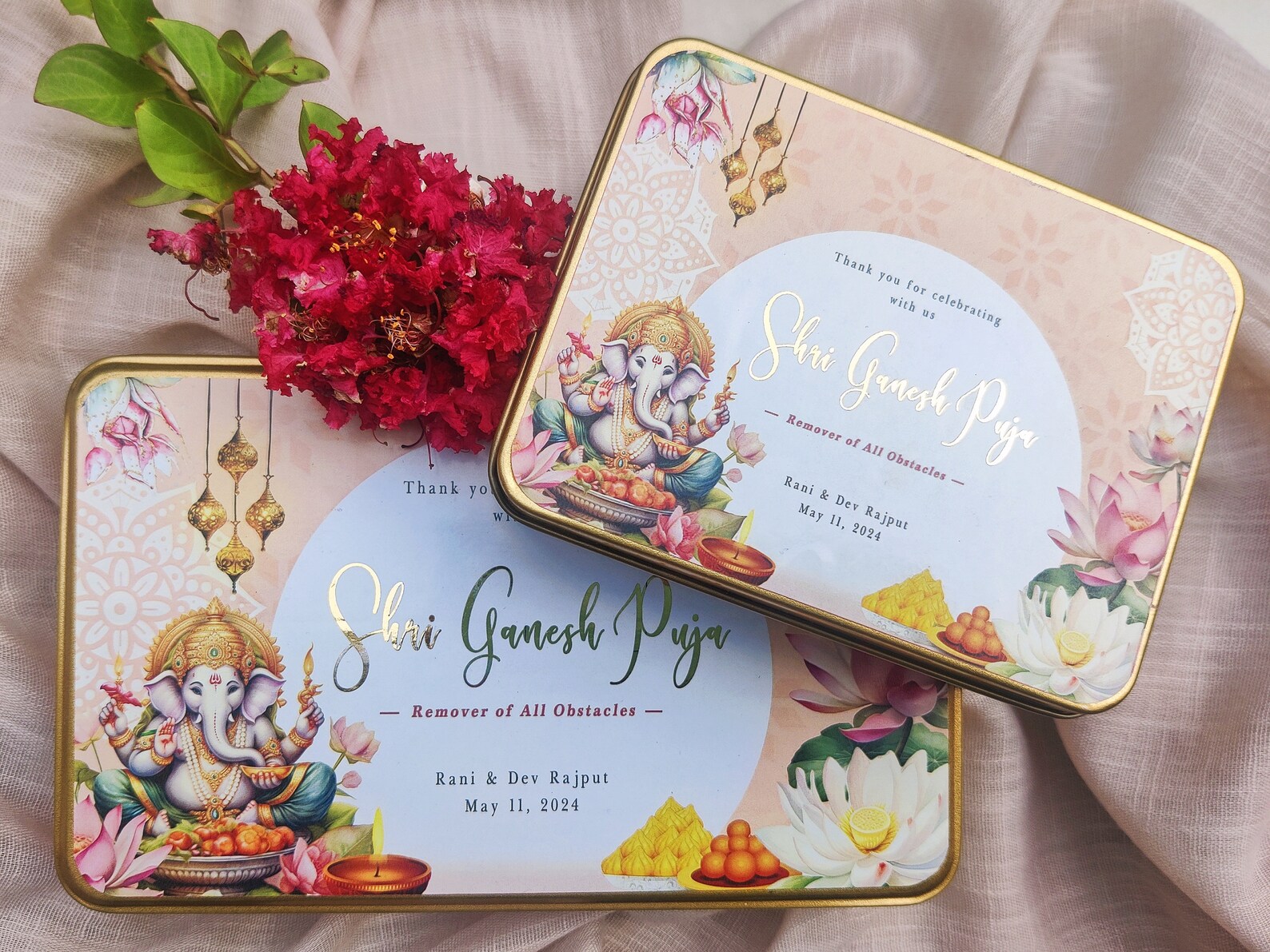 Personalized Ganesh Puja Box| Custom Ganesh Mithai Box| Indian Sweet ...
