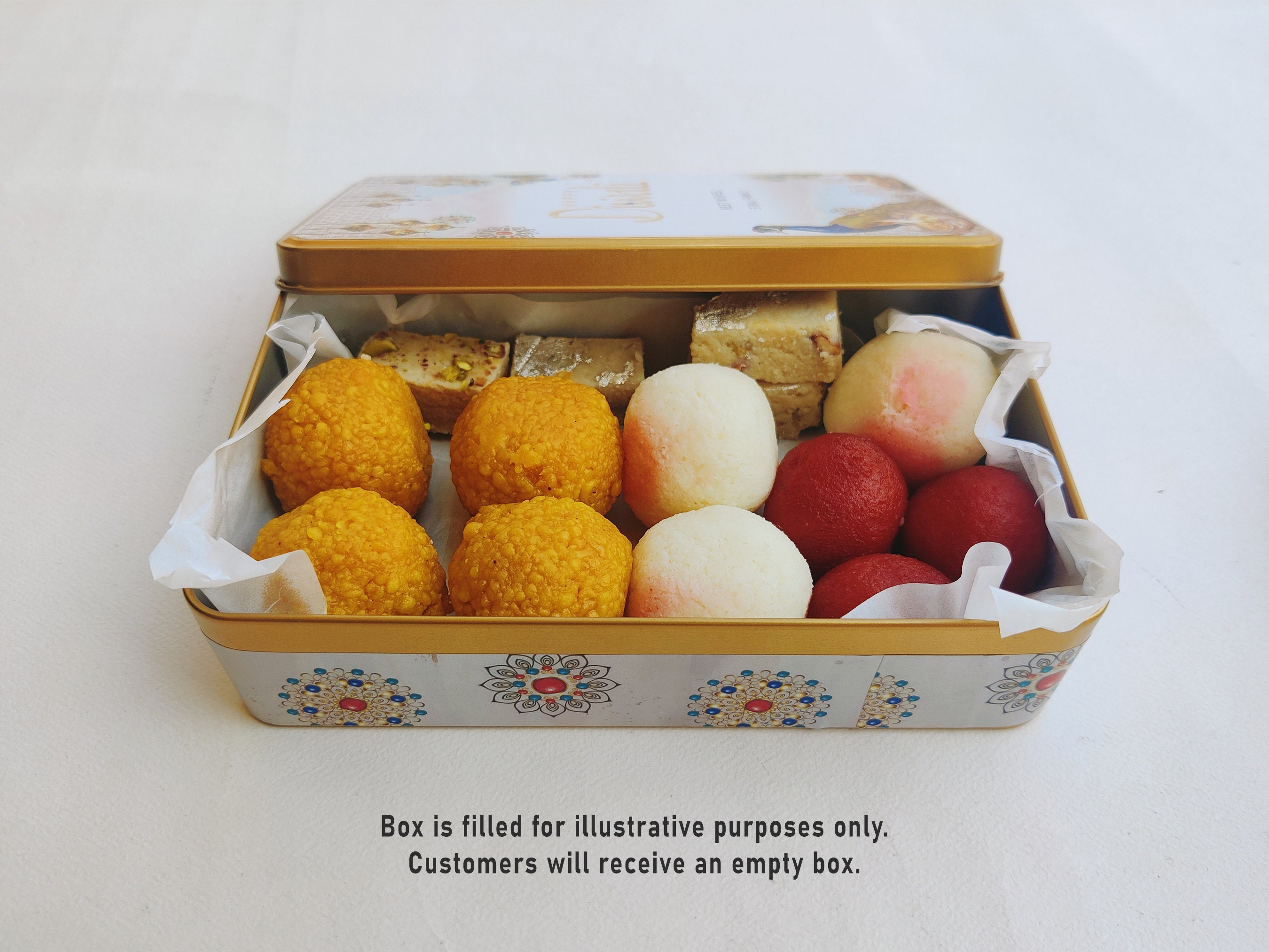 Personalized Diwali Mithai Box, Custom Diwali Sweet Box, Indian Sweet Box, Gold Tin Box, Diwali ...