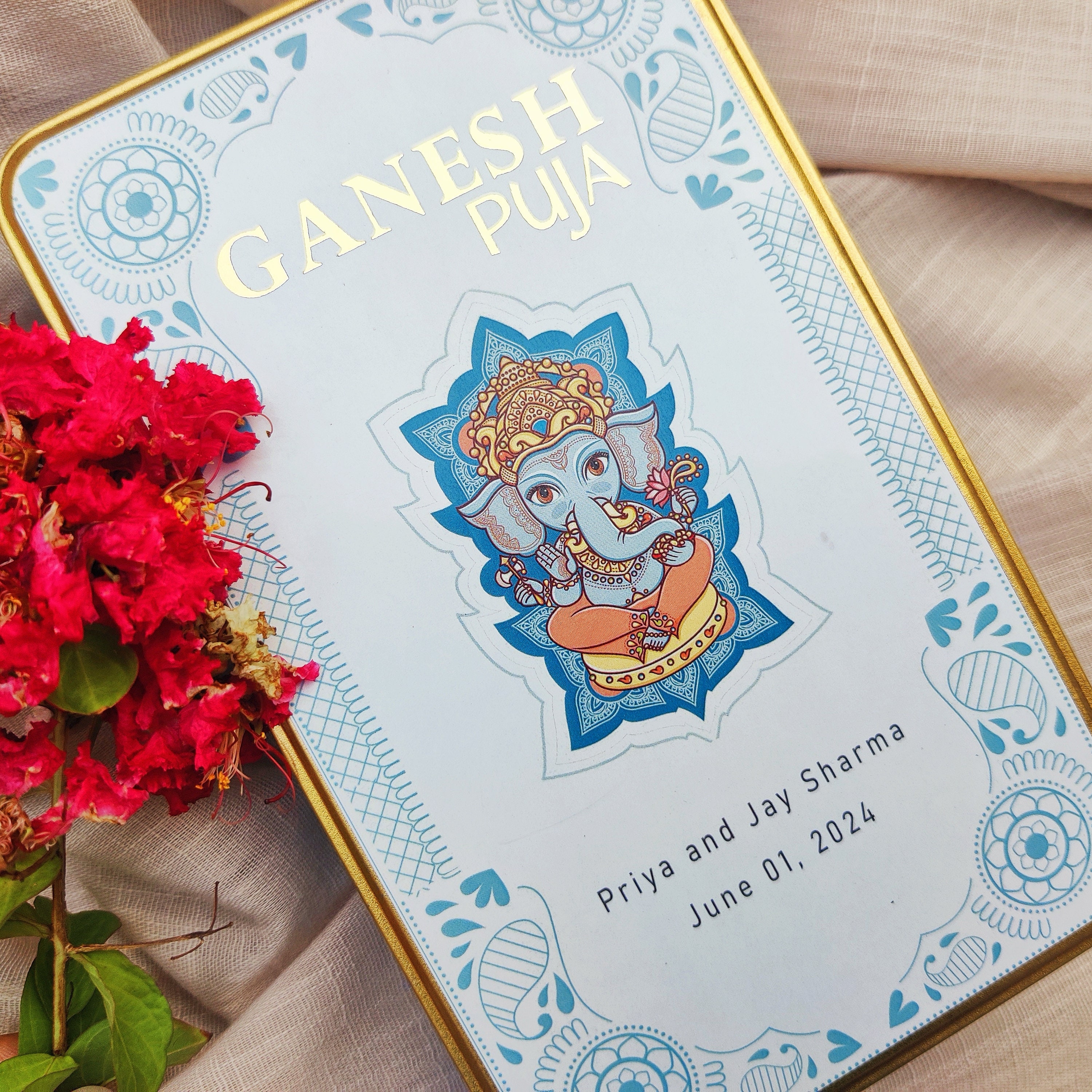 Personalized Ganesh Puja Box| Custom Ganesh Mithai Box| Indian Sweet ...