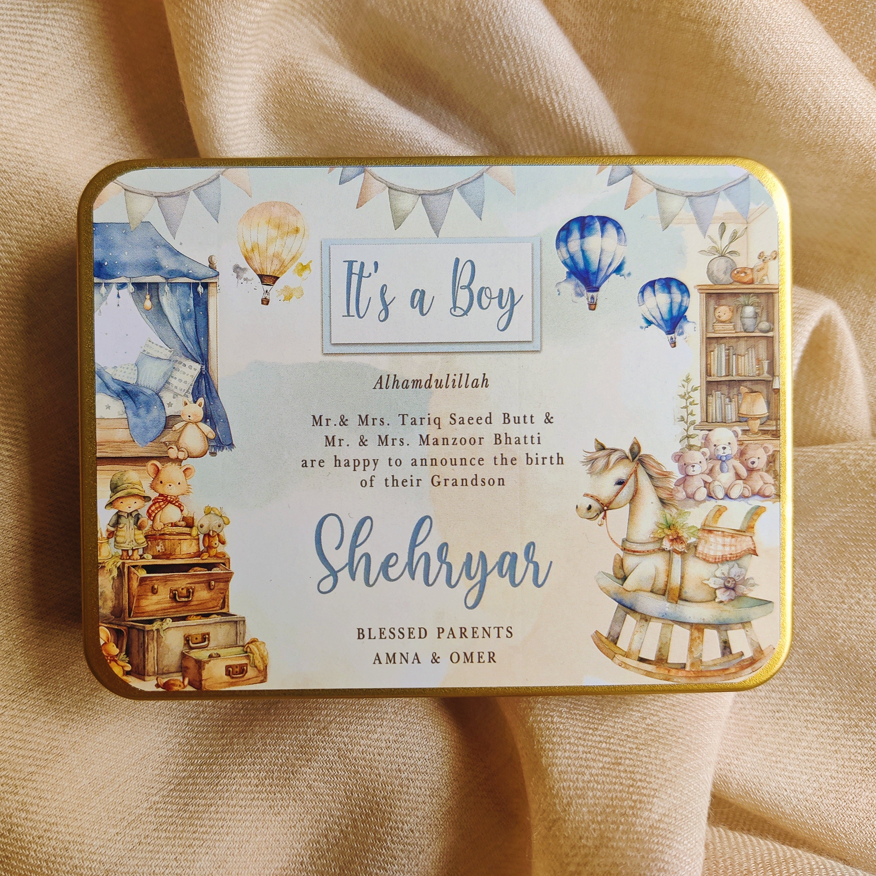 Custom Mithai Box, Personalized Baby Favor Box, Indian Sweet Box, Tin ...