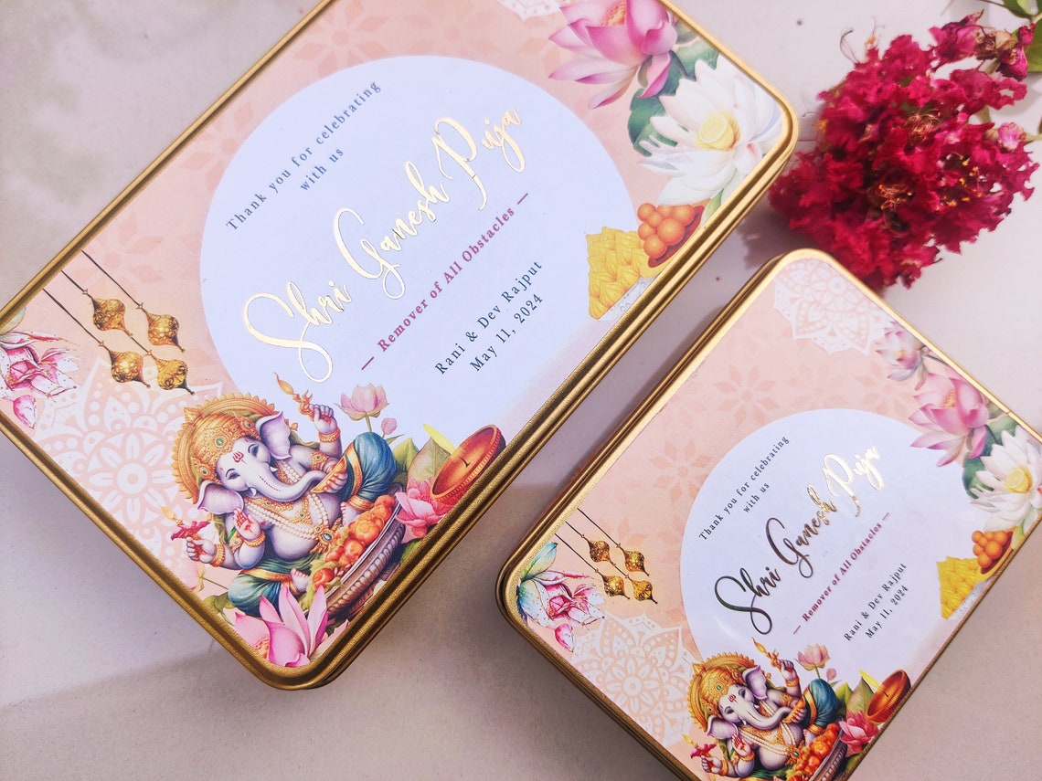 Personalized Ganesh Puja Box| Custom Ganesh Mithai Box| Indian Sweet ...