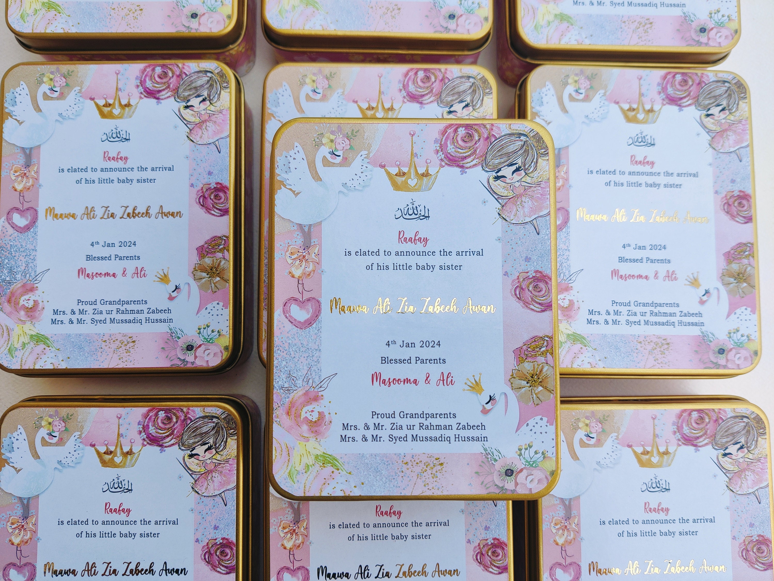 Custom Mithai Box, Personalized Baby Favor Box, Indian Sweet Box, Tin ...