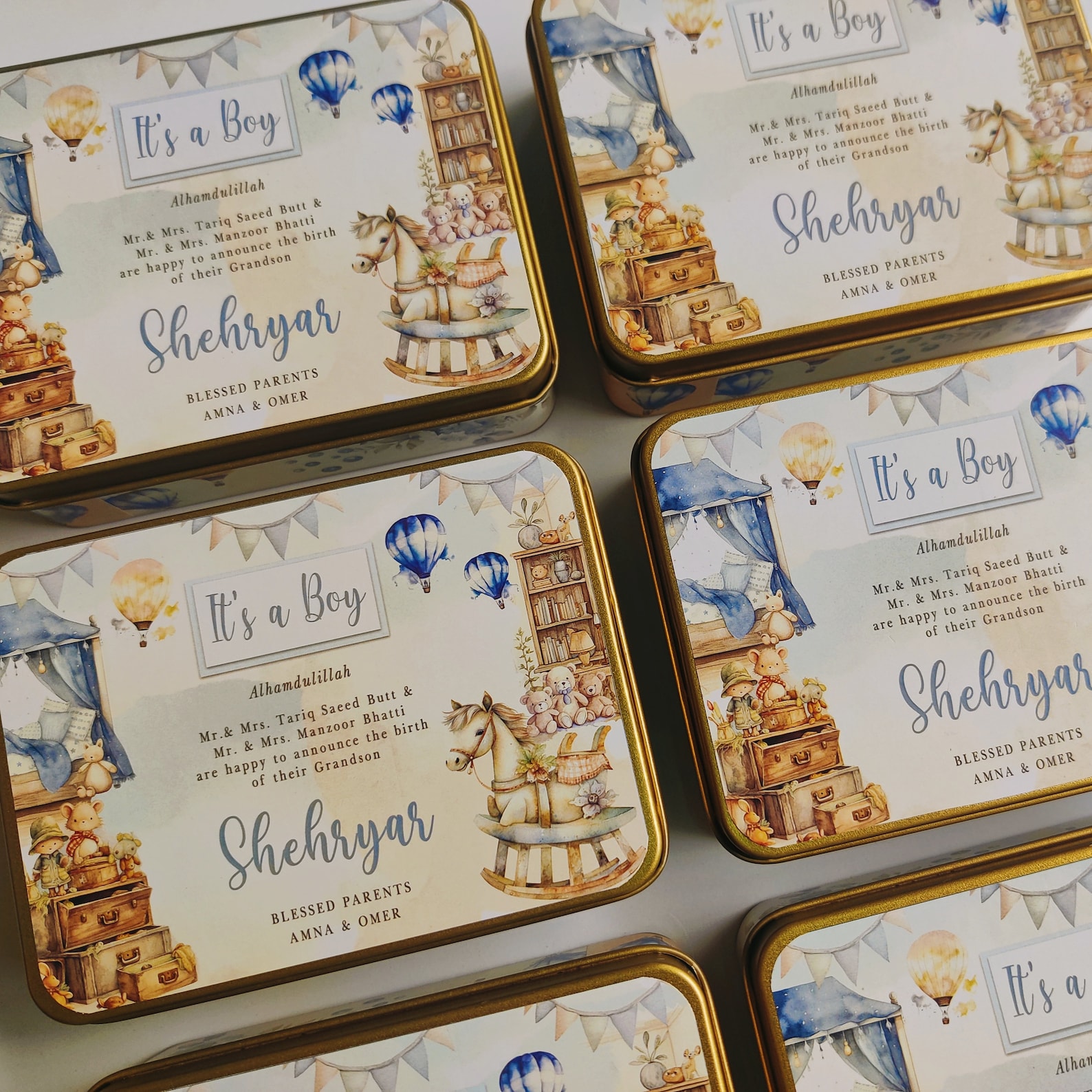 Custom Mithai Box, Personalized Baby Favor Box, Indian Sweet Box, Tin ...