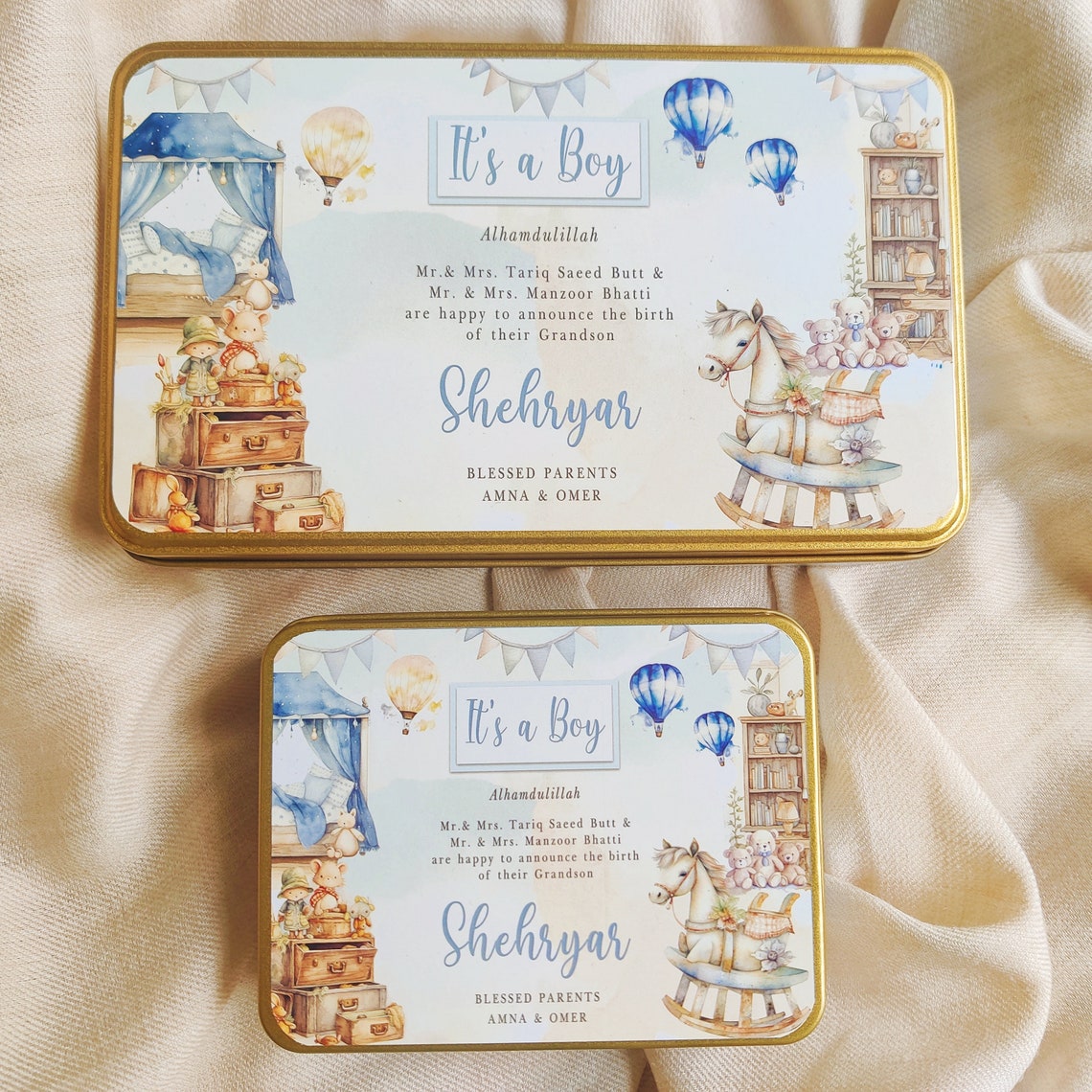 Custom Mithai Box, Personalized Baby Favor Box, Indian Sweet Box, Tin ...
