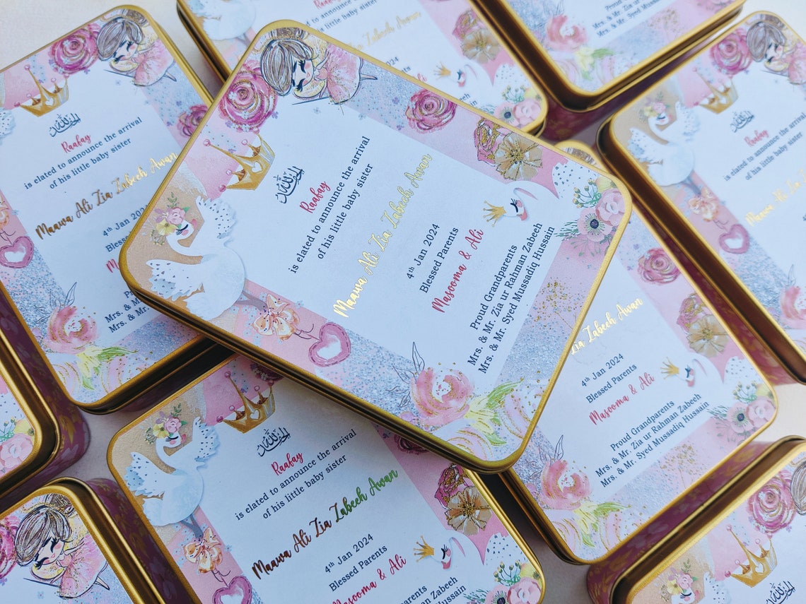 Custom Mithai Box, Personalized Baby Favor Box, Indian Sweet Box, Tin ...