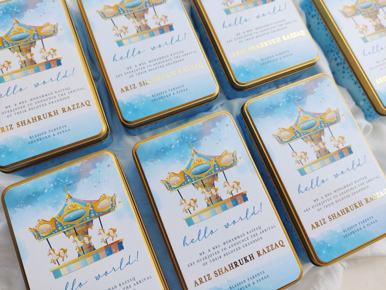 Custom Mithai Box, Personalized Baby Favor Box, Indian Sweet Box, Tin ...