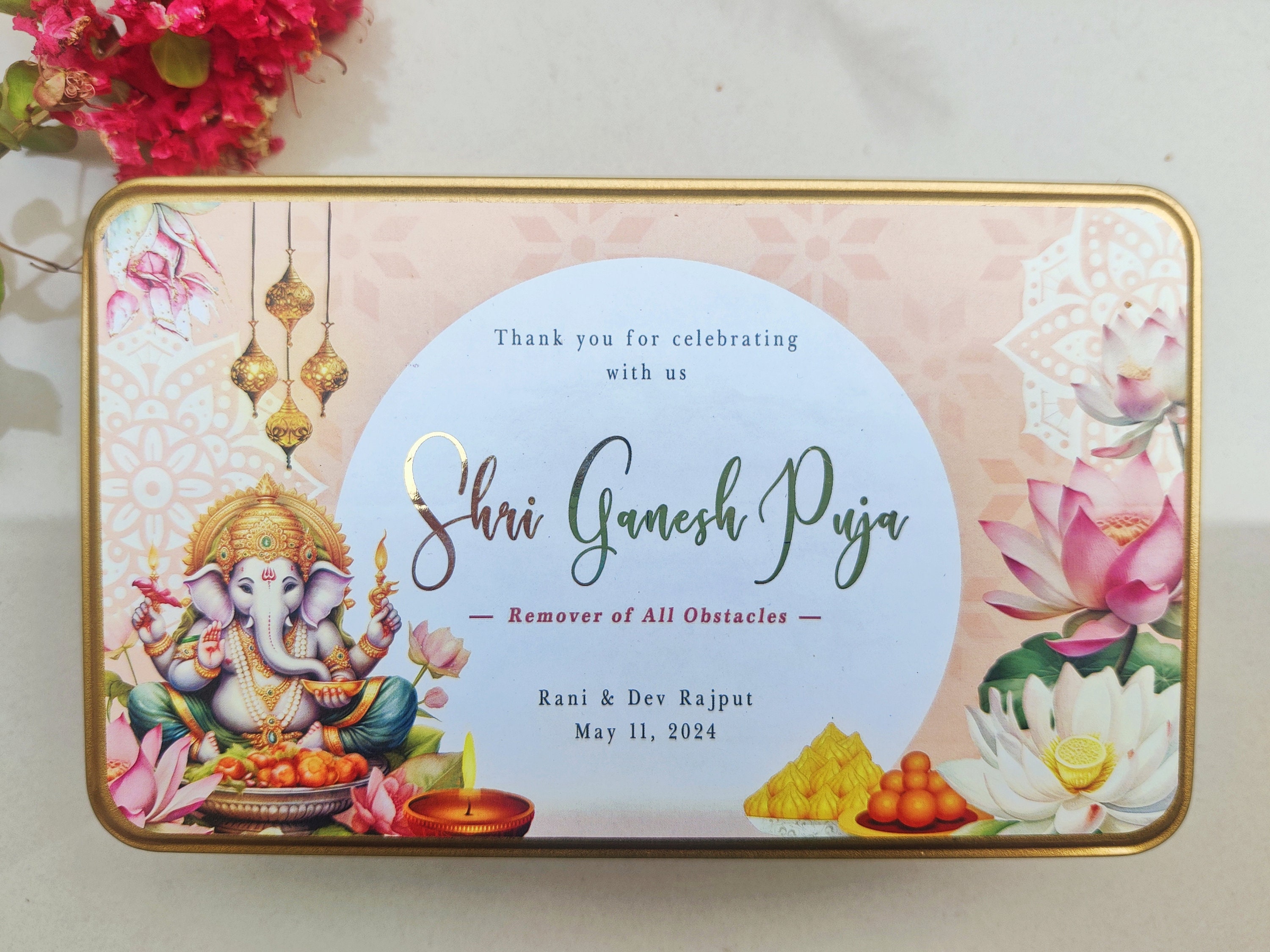 Personalized Ganesh Puja Box| Custom Ganesh Mithai Box| Indian Sweet ...