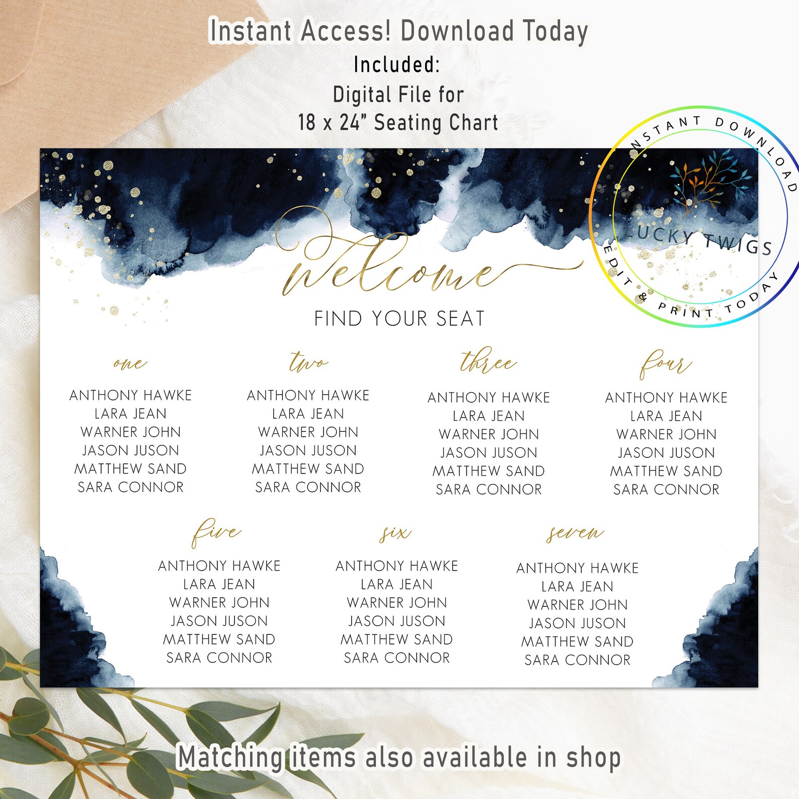 Editable Seating Chart Template, Twinkle Twinkle Little Star, Printable ...