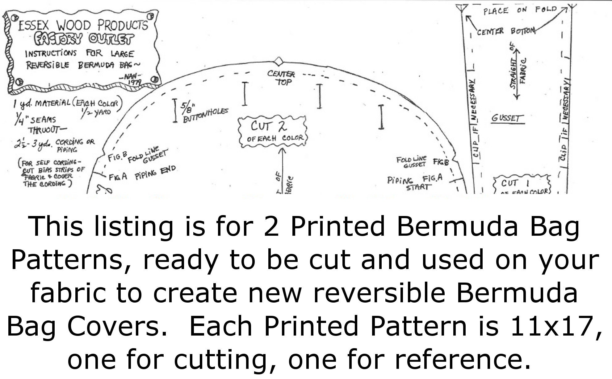 1979 Bermuda Bag Cover Sewing Pattern Ready to Cut. No - Etsy