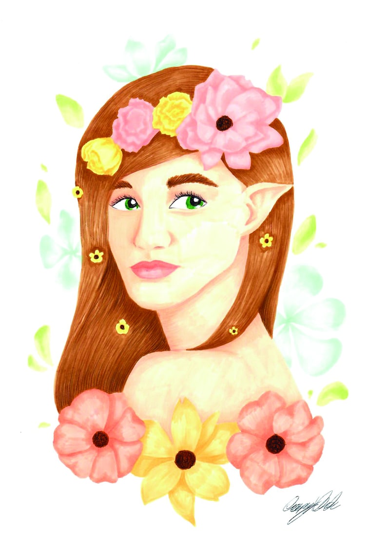A4 Art Print Elf Flower Girl - Etsy