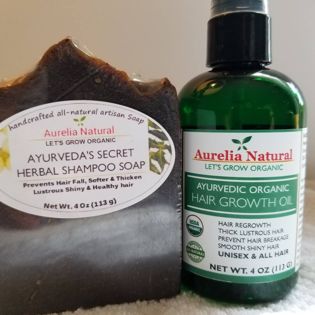 Ayurvedic Hair Growth Set: Herbal Shampoo Soap & Hair Oil - Etsy