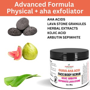 Guava AHA Face Body Scrub: Kojic Acid, Lava Stone Exfoliator - Etsy