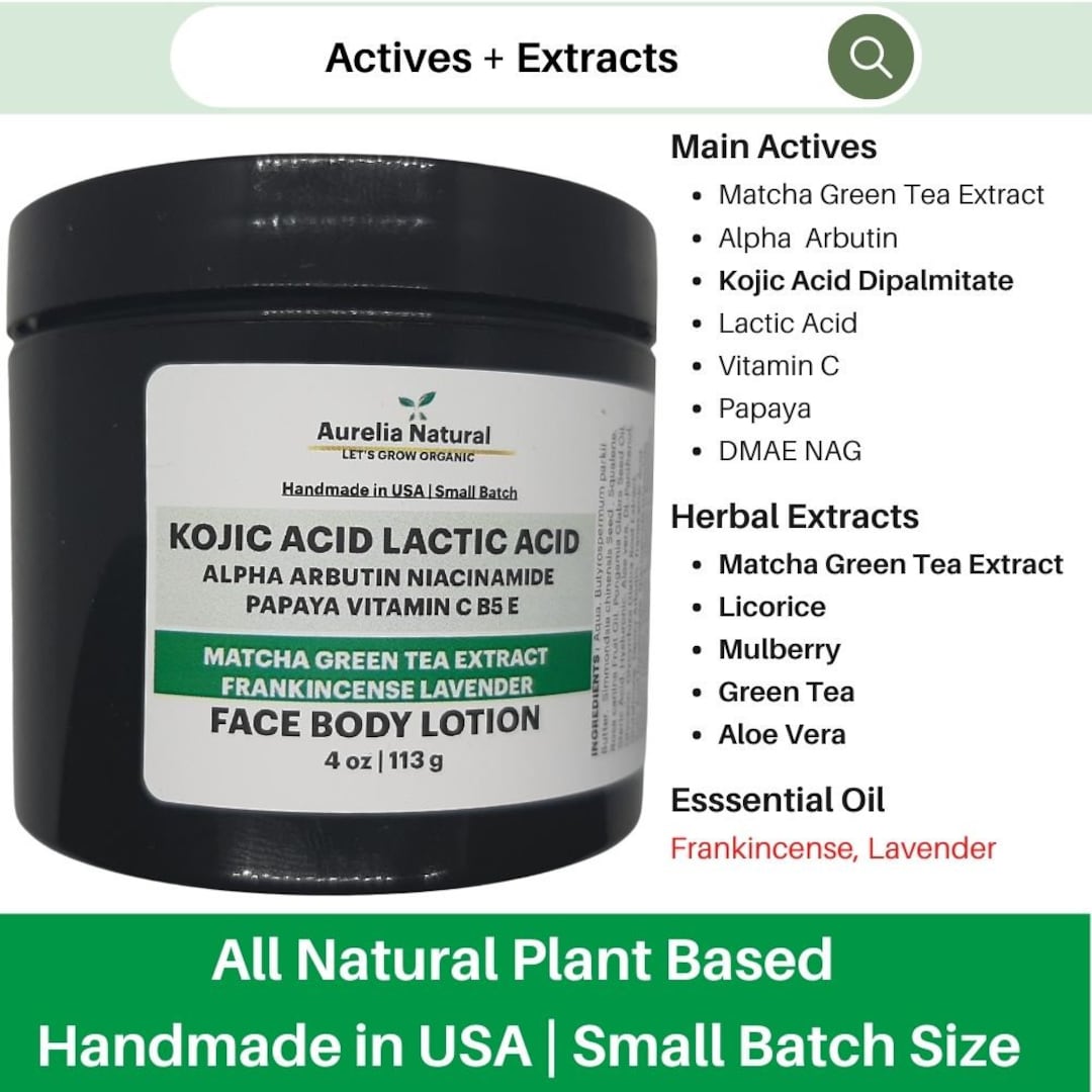 Kojic Lactic Acid Papaya Matcha Lotion | Alpha Arbutin Niacinamide - Etsy
