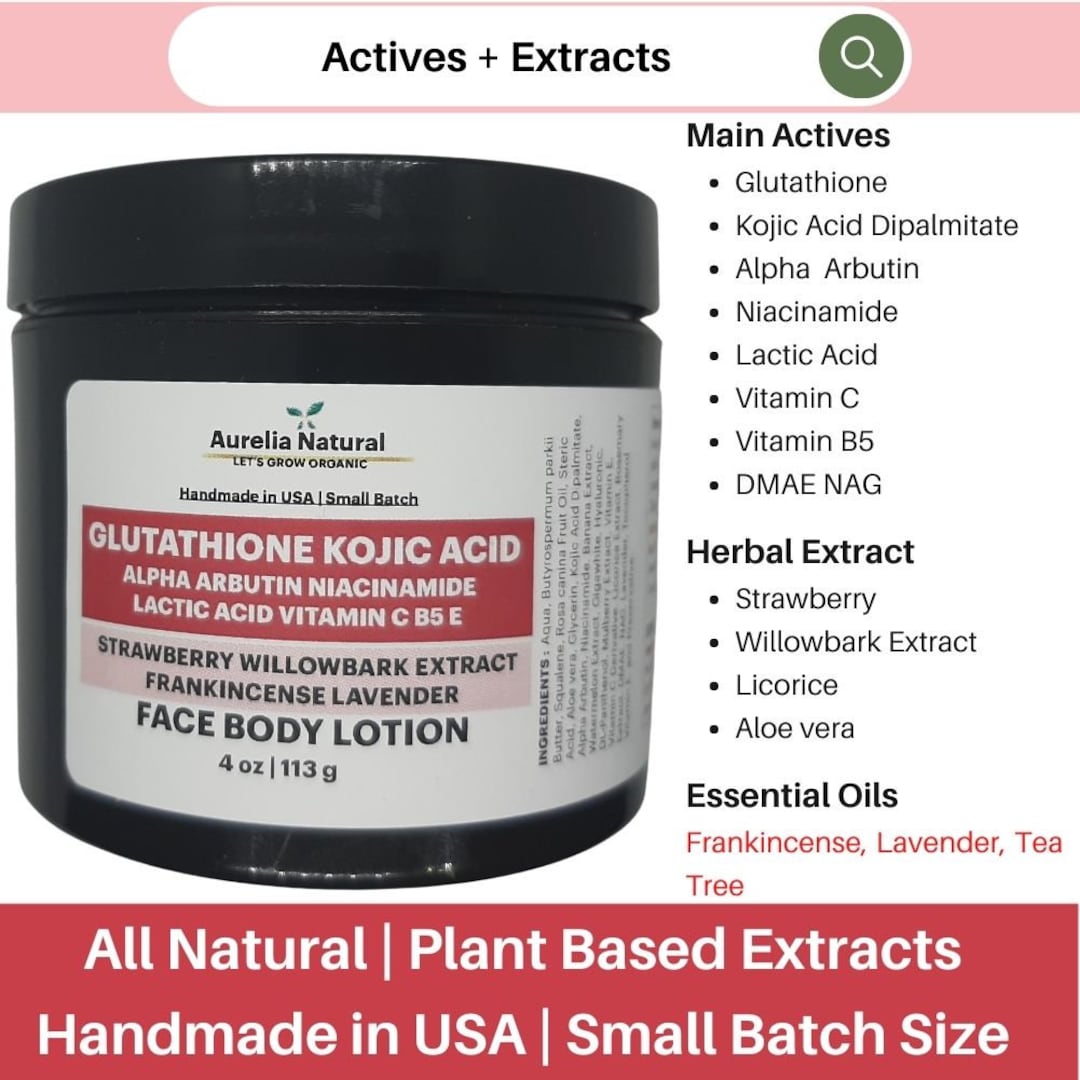 Glutathione Kojic Acid Alpha Arbutin Lactic Acid Strawberry Lotion ...