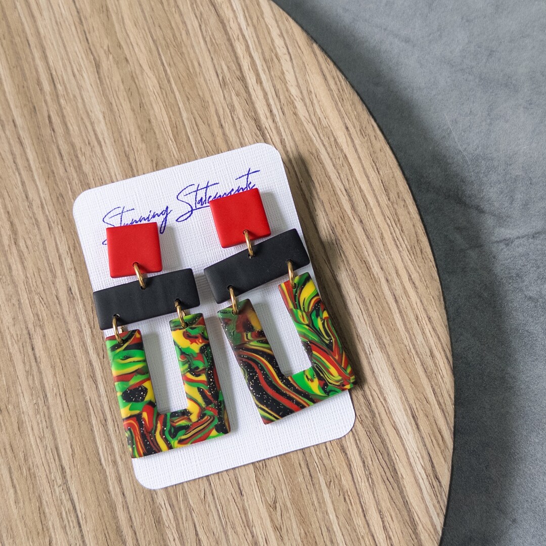 Rita Black History Month Juneteenth Long Drop Polymer Clay Earrings - Etsy