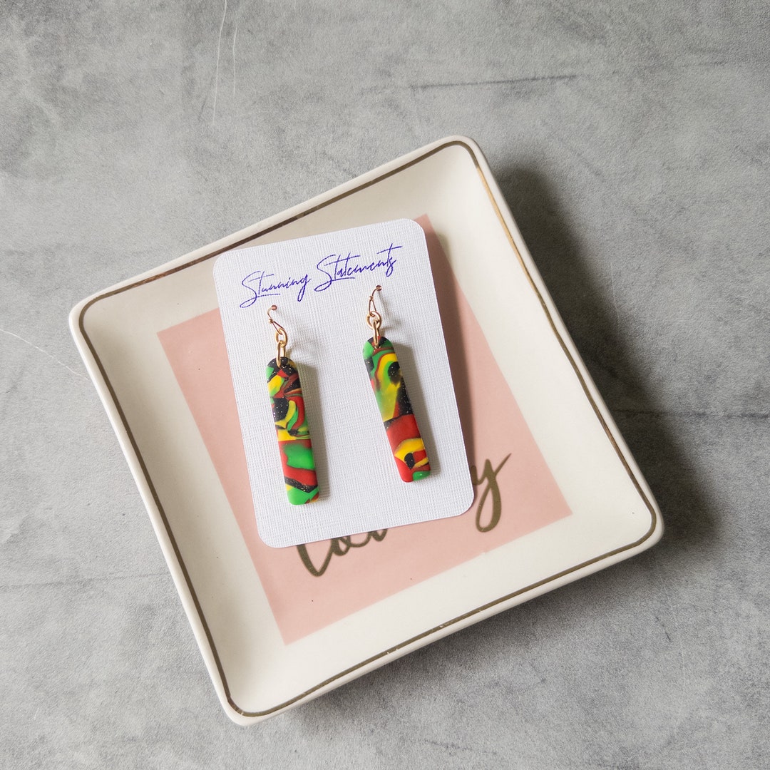 Juneteenth Callie Long Drop Polymer Clay Earrings - Etsy