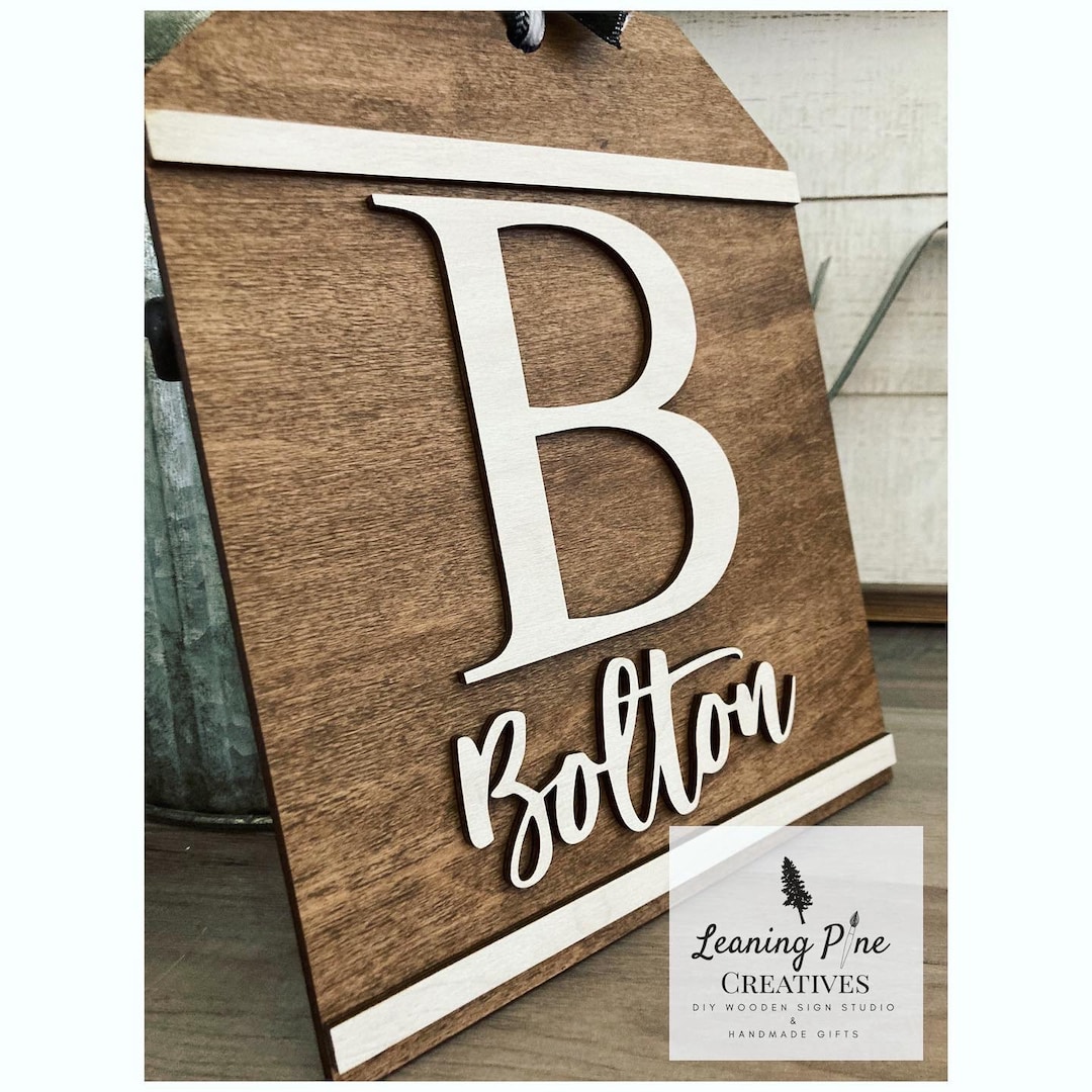 3D Monogram Last Name Hanging Tag I Last Name Wooden Tag I Wooden ...