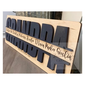 3D Dad Grandpa Daddy Fathers Day Gift Plaque Split Name Grandchild Name ...