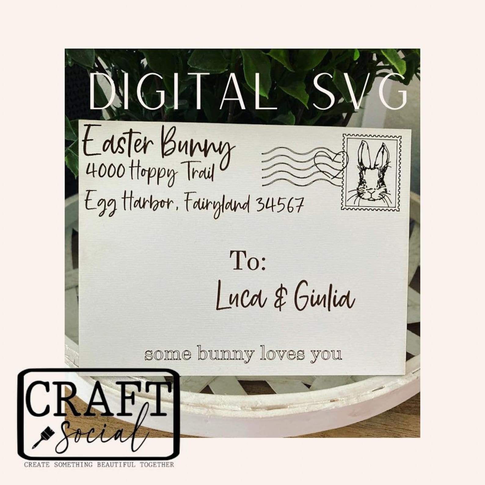 Easter Bunny Mail Envelope SVG Laser Ready File Bestseller - Etsy