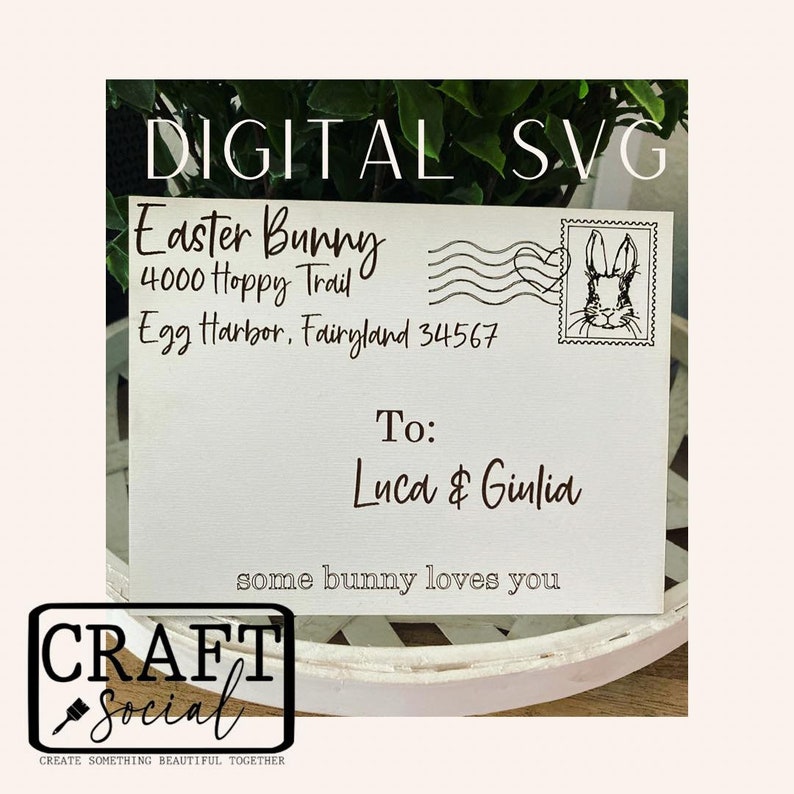 Easter Bunny Mail Envelope SVG Laser Ready File Bestseller - Etsy
