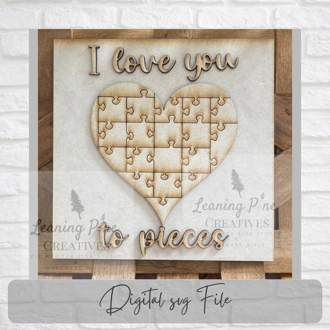 Digital SVG File Laser Cut File Only Jigsaw Heart Shaped Valentines Day ...