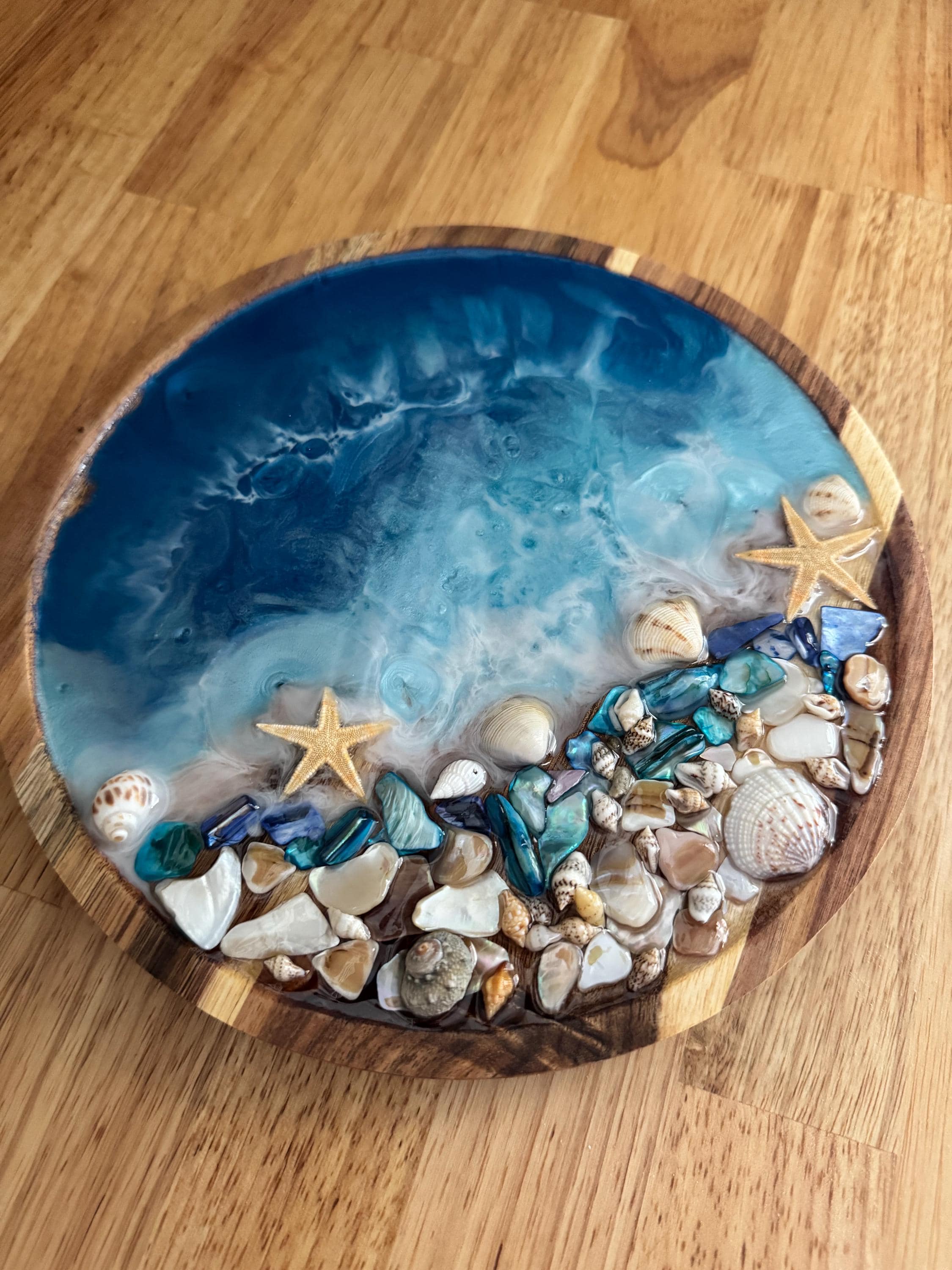 Coastal Resin Lazy Susan Beach Centerpiece Kitchen Decor Florida Gift ...