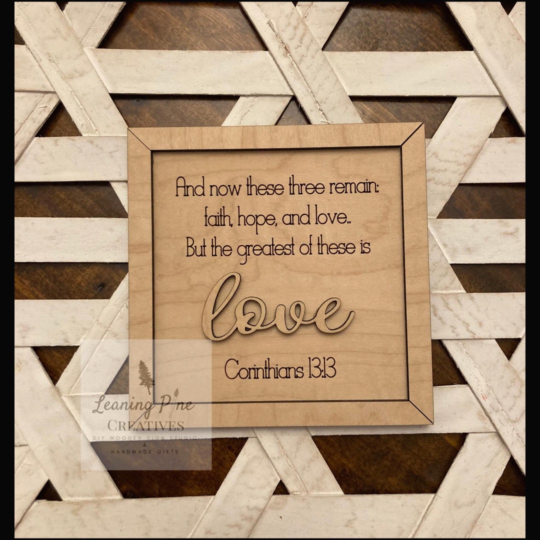 Corinthians 1313 3D Bible Verse, Laser Engraved Sign, Bible Quote ...