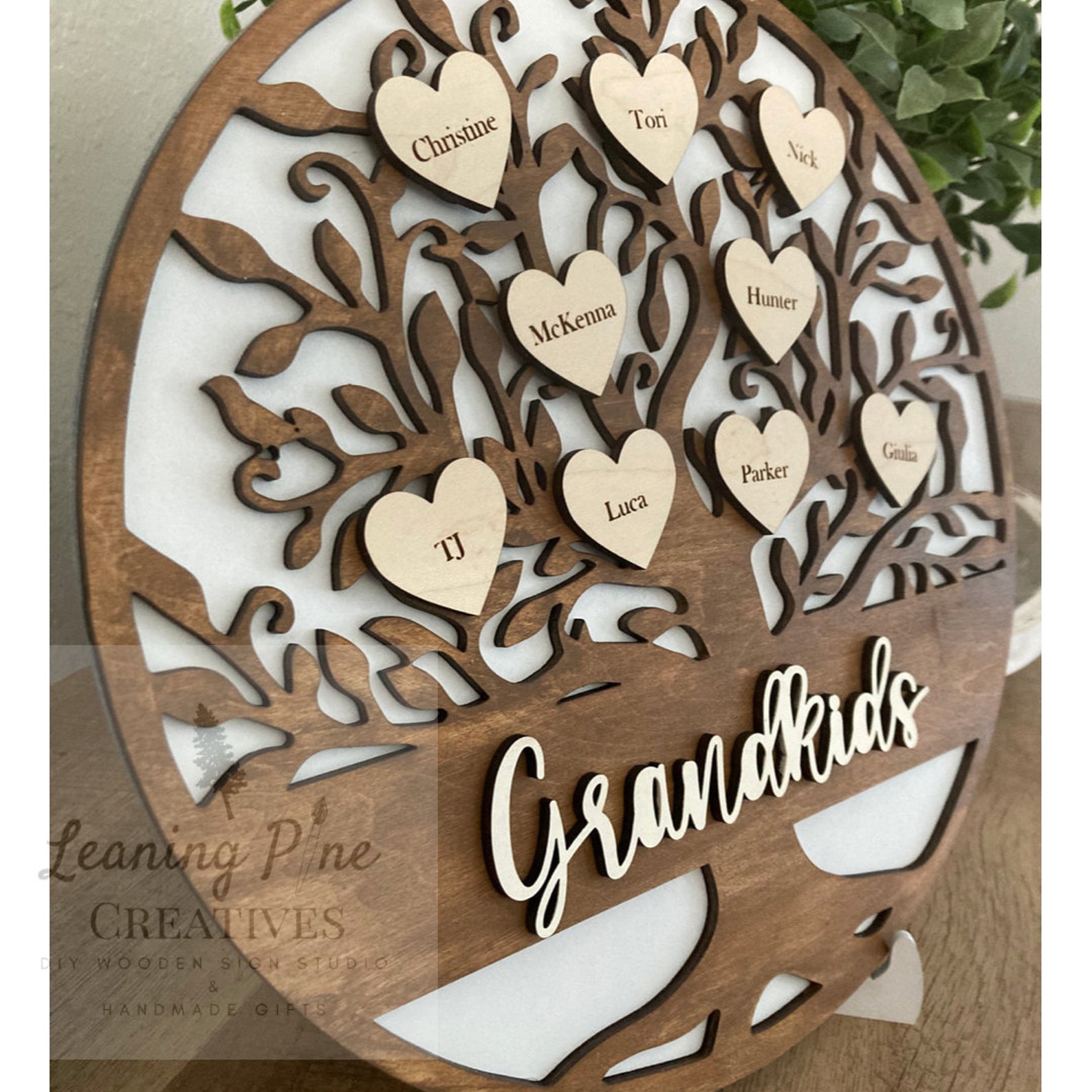 Grandkids Mothers Day Family Tree Wooden Gift Mom Grandma - Etsy