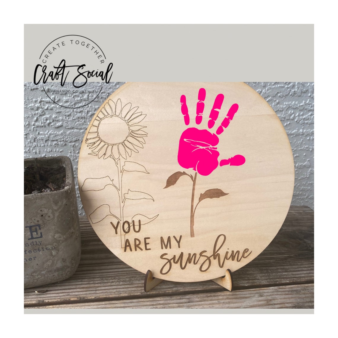 You Are My Sunshine Mothers Day Round Wooden Plaque Handprint Sign Mom ...