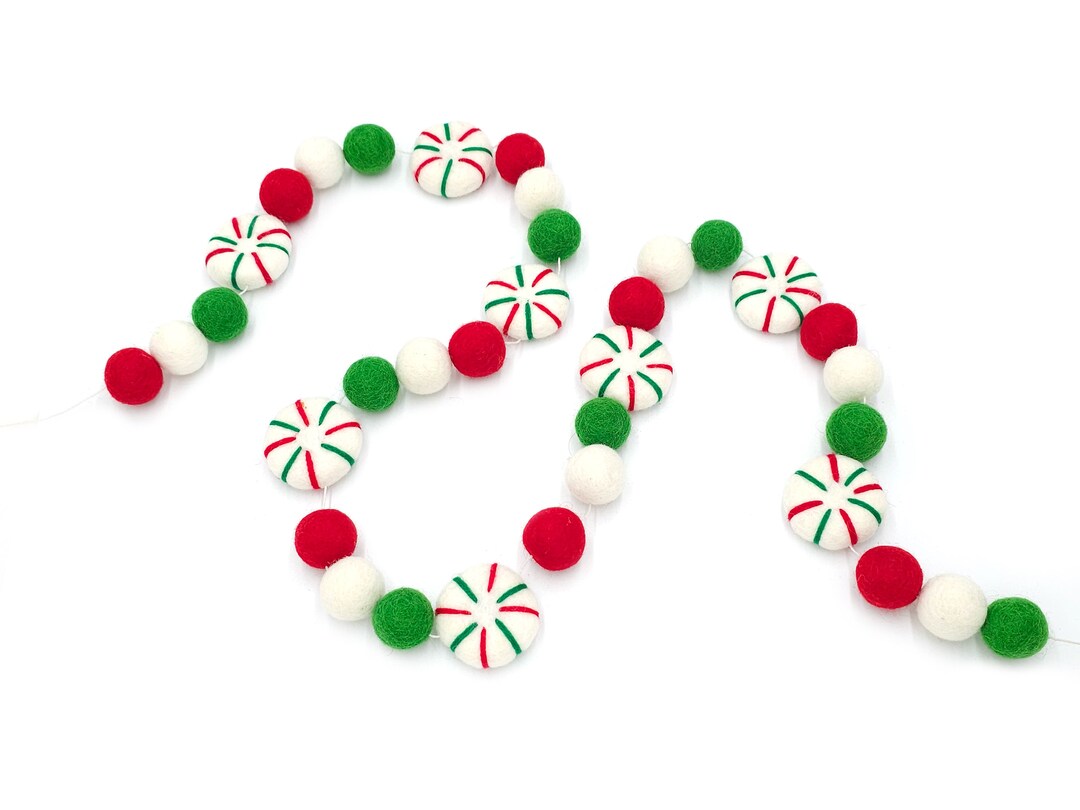 Peppermint Garland, Christmas Garland, Holiday Decor, Christmas Decor ...