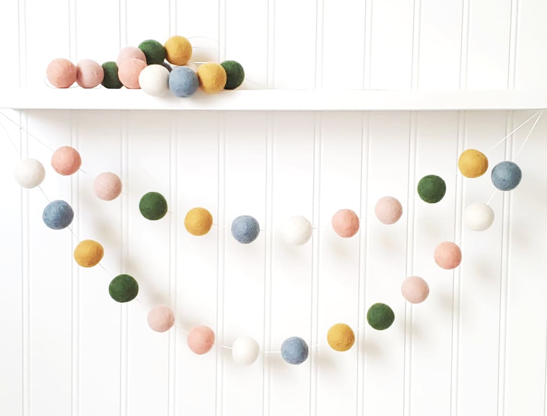Baby Girl Nursery Decor, Nursery Garland, Girls Room Decor, Felt Ball ...