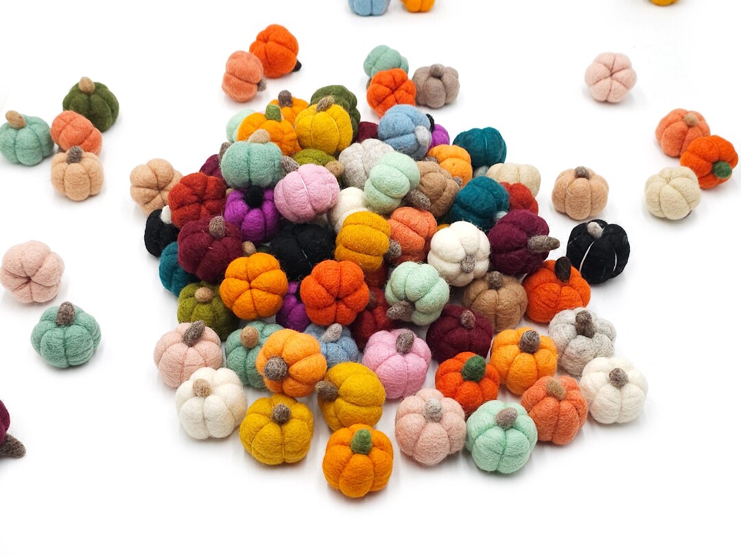 Hand Felted Wool Pumpkins: Fall Thanksgiving Decor, Large (1.75x1.5 ...