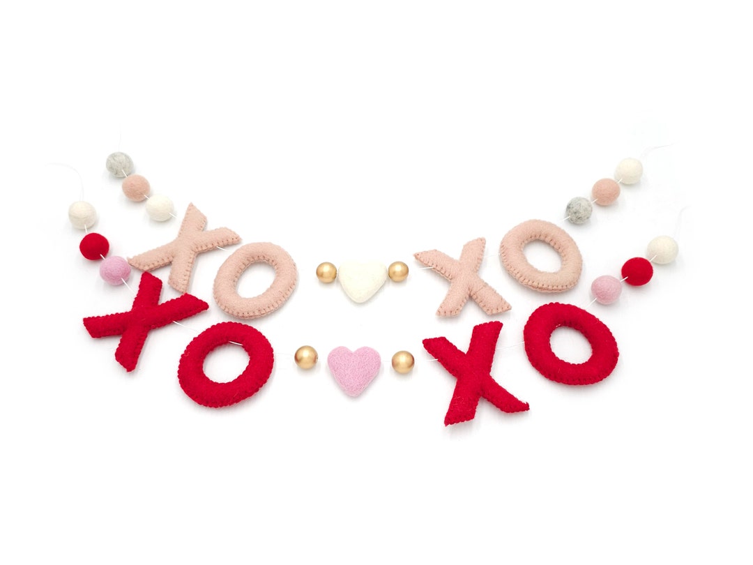 XOXO Garland, Valentine Garland, Valentines Day, XOXO Felt Garland ...
