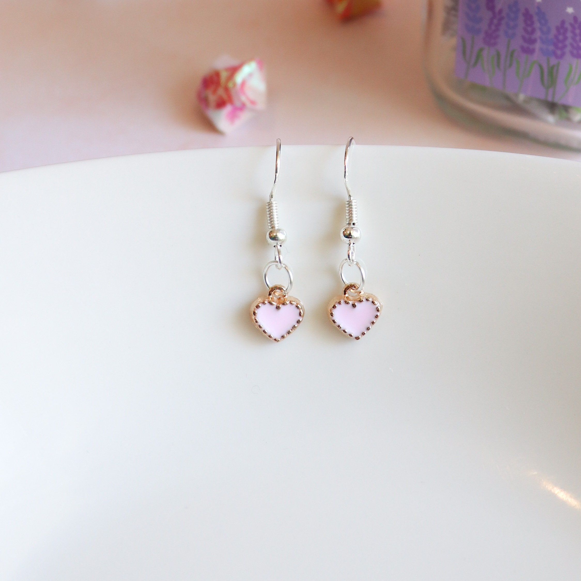 Cute Pink Heart Earrings cute jewelry heart shape cute | Etsy
