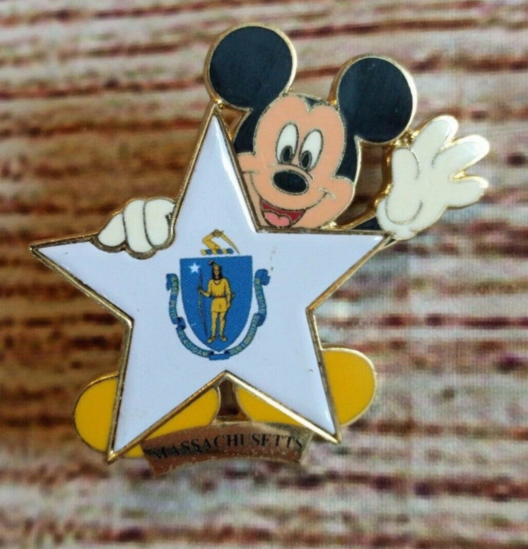 Vintage Mickey Mouse Massachusetts Flag Pin - Etsy