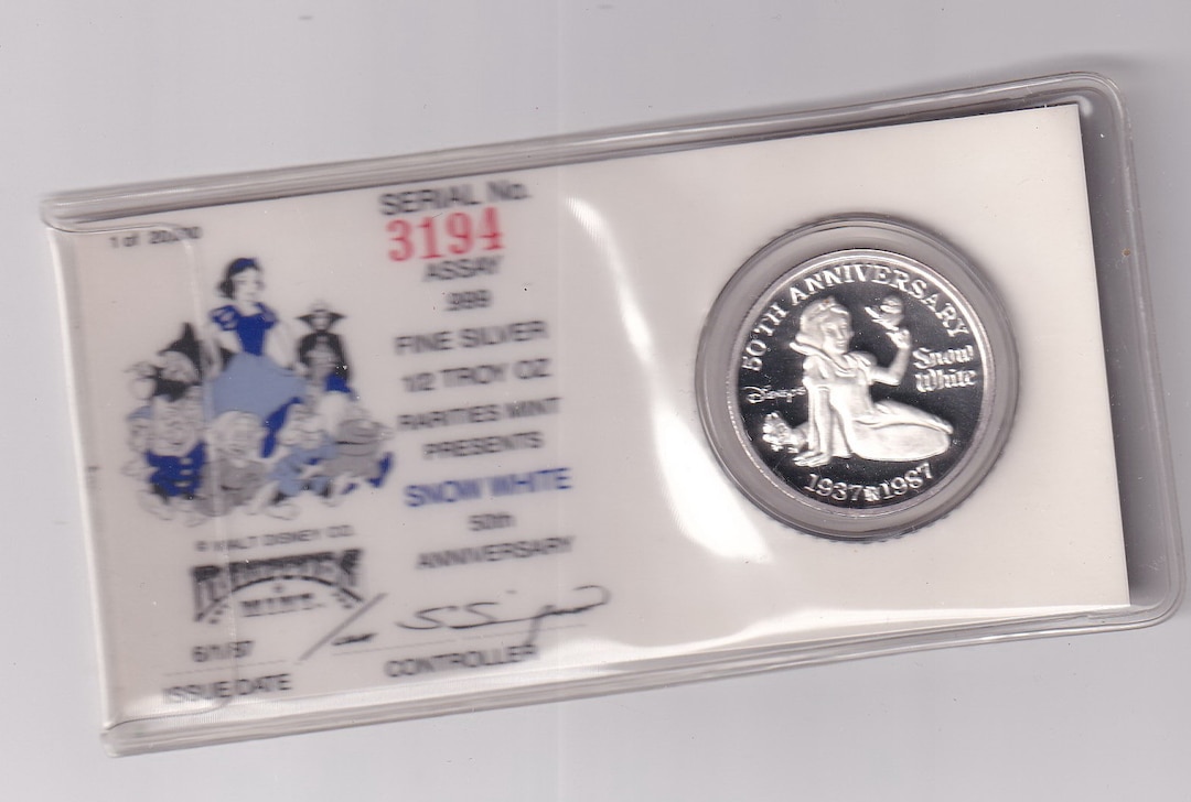 Vintage Disney Snow White 50th Anniversary Fine Silver Coin - Etsy