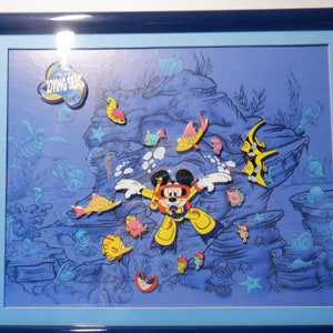 Vintage Epcot Mickey Mouse Scuba Diving Framed Pin Set - Etsy