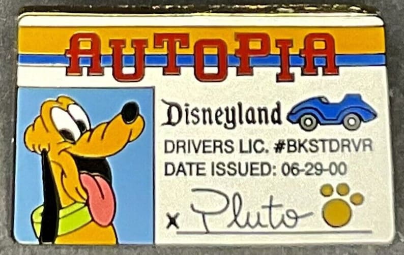 Vintage Pluto Drivers License DLR Autopia Disney Pin - Etsy Canada