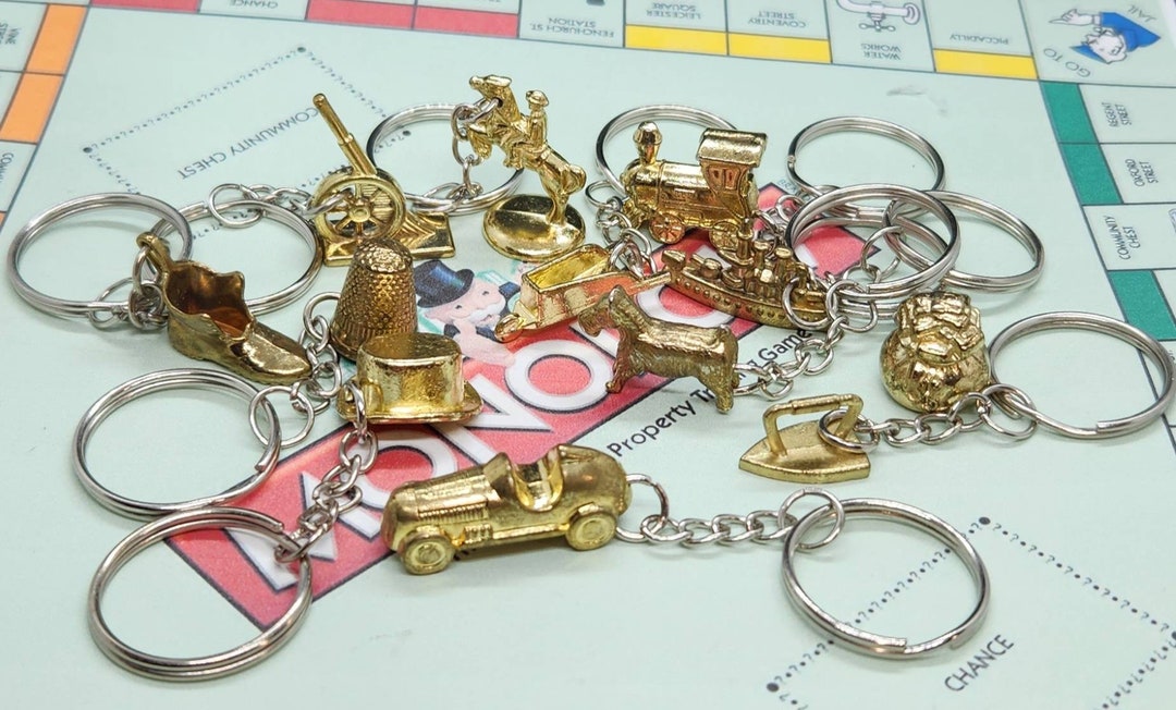 Upcycled GOLD Hued Classic Style Monopoly Edition Metal Token Keychains ...