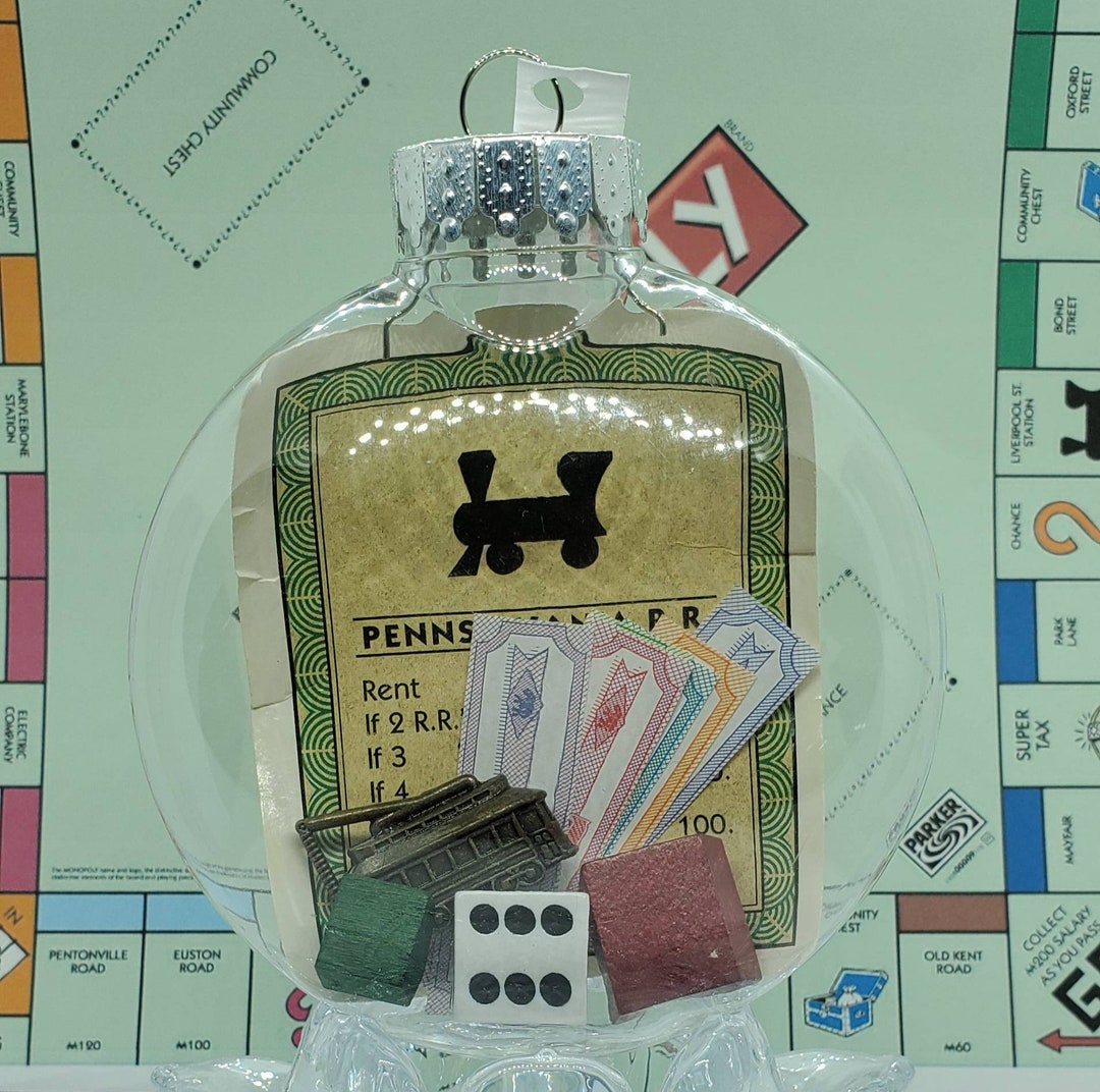 Monopoly 60th Anniversary CUSTOMIZABLE Upcycled Game Ornament 100mm ...