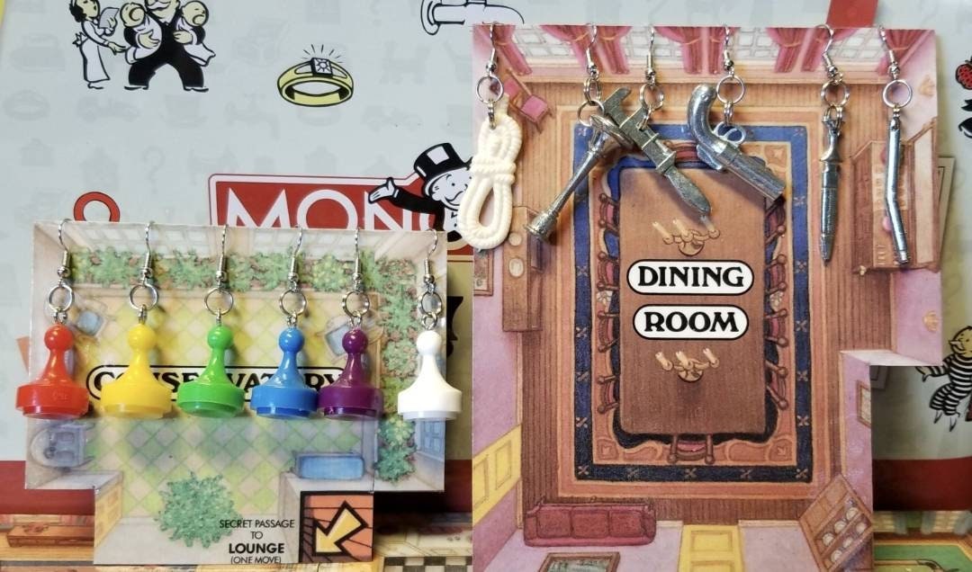 Clue Upcycled Game Piece Murder Weapon Earrings SET Mix and Match Read ...